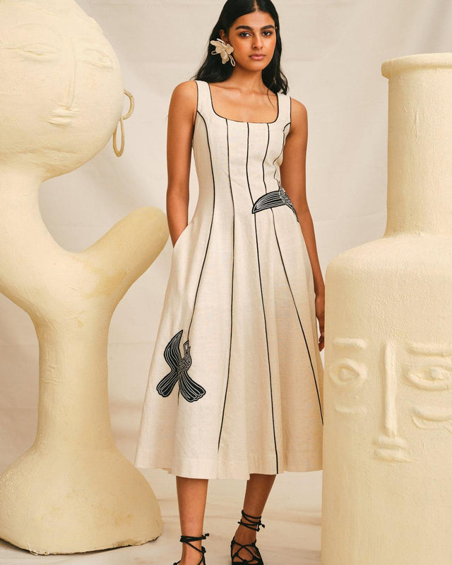 Hasan Handloom Dress by JODI – Handwoven Cotton with Appliqué – Society ...