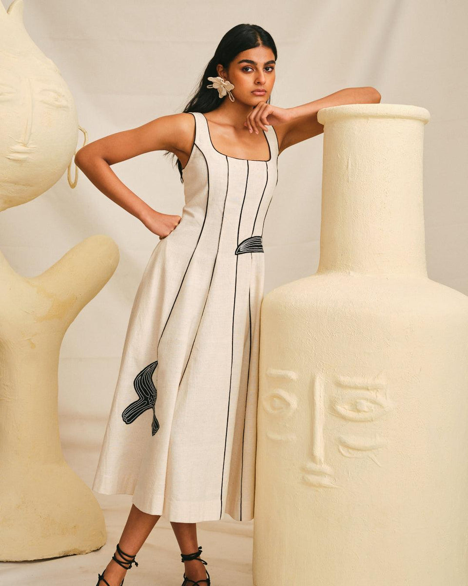 Hasan Handloom Dress by JODI – Handwoven Cotton with Appliqué – Society ...